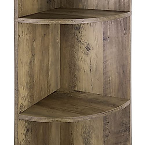 ICE ARMOR 5 Tier Corner Bookcase Wooden Display Bookshelf Storage Rack Multipurpose Shelving Unit for Living Room and Home Office in Weathered Oak Finish, 71inch