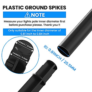 SDTC Tech 6-Pack 8.26 Inch / 21cm ABS Ground Spikes Solar Torch Light Garden Plastic Ground Stakes for Garden Light Pathway Markers (Pole Inside Diameter 0.83 Inch)