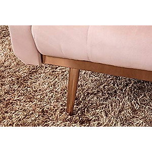 Pannow Velvet Futon Convertible Sofa Bed, Modern Tufted Sleeper Sofa Couch with 2 Pillows & 5 Golden Metal Legs, Adjustable Folding Accent Loveseat Sofa Couch for Living Room