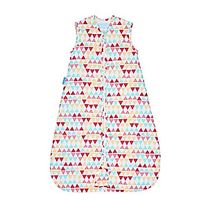 Tommee Tippee Grobag Baby Cotton Sleeping Bag, Sleeping Sack - 1.0 Tog for 69-74 Degree F - Rouge Zig Zag - Medium Size, 6-18 months, Rouge, 6-18 Months