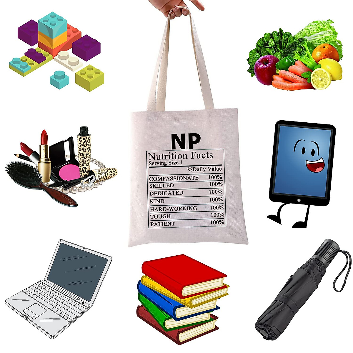 WCGXKO NP Gift Nurse Practitioner Gift NP Nutrition Facts Nurse Tote Bag Medical School Graduation Gift (NP tote)