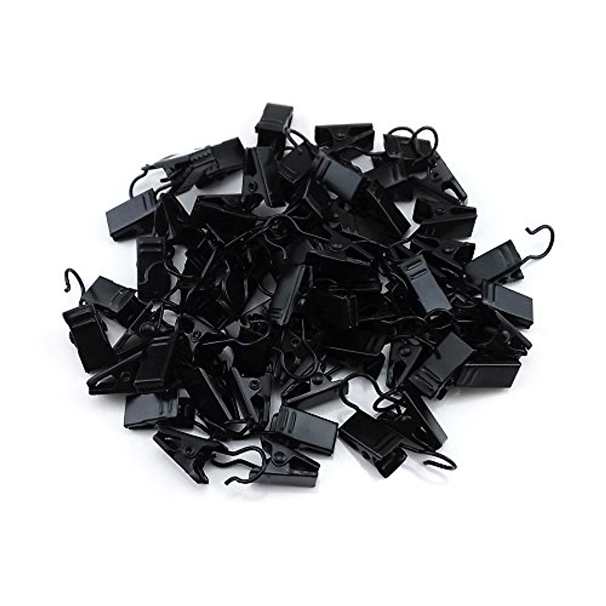 yueton 60pcs Black Metal Hook Clips Hanging Curtain Clip Hanger