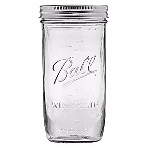 Ball Wide Mouth Pint and Half Glass Mason Jars with Lids and Bands, 24-Ounces, 9-Count