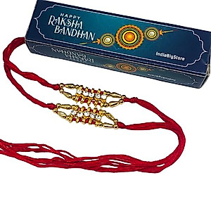 IndiaBigShop Set of Two Rakhi, 7 Stone Rakhi thread, Raksha bandhan Present for your Brother Vary Color and Multi Design