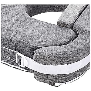 My Brest Friend Nursing Pillow for Twins | Ergonomic Breastfeeding Pillows | Supports Both Mom and Babies | Breastfeeding Essentials | Handy Side Pocket, Double Straps & Removable Cover, Dark Grey