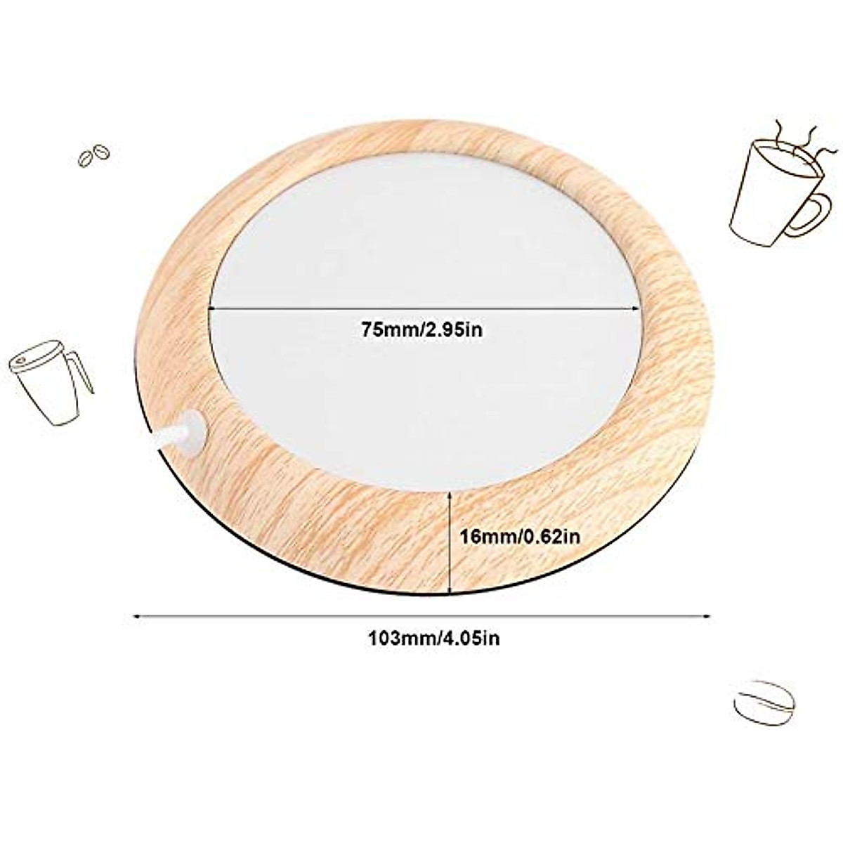 GOTOTOP Coffee Mug Warmer USB Desktop Beverage and Tea Cup Warmer Plate for Desk Office Home Use (Bright Wooden Grain)