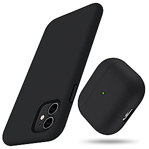 Miracase Liquid Silicone Cases Compatible with iPhone 11 6.1 inch(2019) and Airpods Pro(Black)