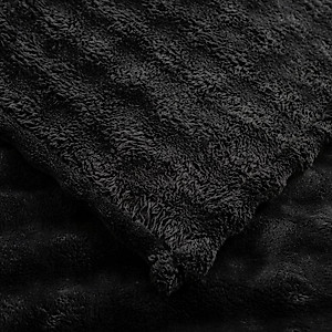 YUSOKI Faux Fur Twin Blanket with 3D Bubbles Super Soft Fuzzy Cozy Thick Blanket for Couch Chair Sofa Gift Home Décor(Black,60 * 80inches)