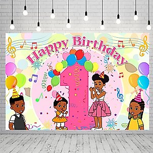 Black Gracies Corner Backdrop for Party Supplies 5x3ft Colorful 1ST Birthday Banner Baby Shower Photo Background for Kids Party Decorations Gracies Corner Photography Backdrop