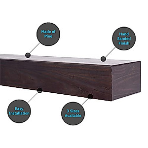 MANTELSDIRECT 72 Inch Floating Fireplace Mantel Wood Shelf in White Wash - Austin from Mantels Direct | Wooden Rustic Wall Shelf Perfect for Décor and Electric Fireplaces