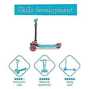 Chillafish Scotti 3-Wheel Lean-to-Steer Scooter with twintip Antislip Deck and Integrated Brake, Adjustable Height Handlebars, Comfy handgrips, for All Ages 3 and up, Red