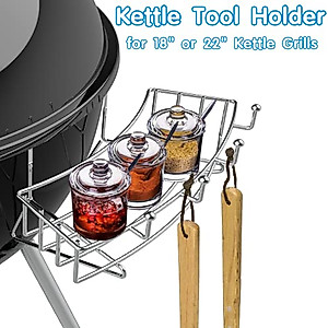 Kettle Grill Rotisserie Kit for 22-Inch Kettle Charcoal Grills as Weber/Napoleon/Kingsford, Black Powder Coated Steel Universal Kettle Grill Accessory w/Rotisserie Ring, Tool Holder, Meat Forks