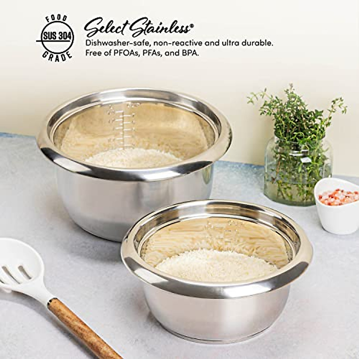 Aroma Housewares Select Stainless Rice Cooker & Warmer with Uncoated Inner Pot, 3-Cup(uncooked)/6-Cup(cooked)/ 1.2Qt, ARC-753SGB, Black