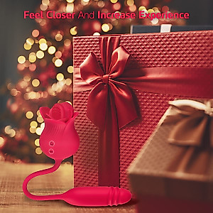 Rose Toy Vibrator for Woman,Clitoral Tongue Vibrator Sex Toys with 10 Speed Modes,G-spot Dildo Rose Nipple Massager Licking Stimulator for Women