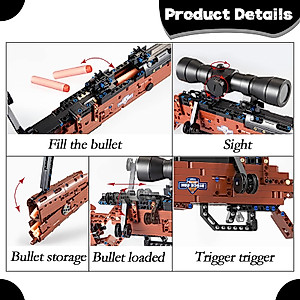Seyaom DIY Building Blocks Model Toy, Simulation Handheld Shooting Toy, Model Kit Building Blocks Gun, Blaster Building Bricks Model Set (98K Mauser Rifle)(653pcs)