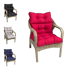 COGINQUS Indoor/Outdoor High Back Chair Cushion-Premium Tufted Deep Seat Cushion with Ties,Patio Rocking Chair Replacement Seat Pads for Outdoor Furniture (Burgundy)