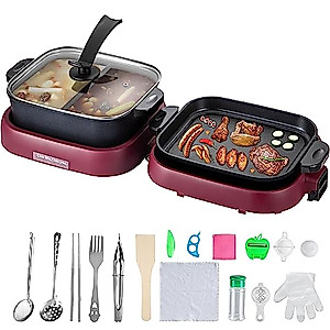 Foldable Electric BBQ Pan Grill Hot Pot - 2 in 1 2100W - Perfect for Indoor and Outdoor Cooking - Convenient and Portable