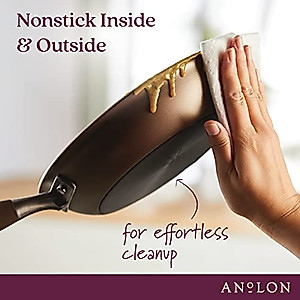 Anolon Advanced Home Hard Anodized Nonstick Sauce Pan/Saucepan with Straining and Lid, 2 Quart (2 Qt Covered Saucepan, Bronze)