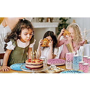 Ottin Gender Reveal 250 PCS Pink and Blue Paper Plates and Napkins Set Decorations for Wedding Boy or Girl's Birthday Party Baby Shower Bridal Shower Christmas New Year Valentine's Day