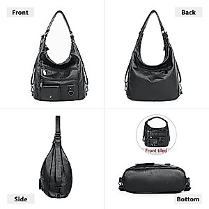 Women Soft Washed Leather Hobo Purse and Handbag,Convertible Backpack Shoulder Bag Large Capacity Crossbody Bag Tote Satchel