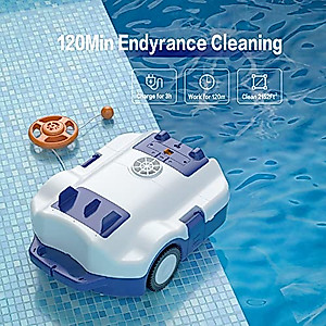 BESTROBTIC PC01W Cordless Robotic Pool Cleaner, Ultra Powerful Pool Vacuum with Triple Motors, Sonar Detection Turning & Obstacle Avoidance, Self-Parking, Up to 120mins, Ideal for Above/In-ground Pool