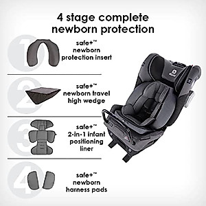 Diono Radian 3QXT 4-in-1 Rear and Forward Facing Convertible Car Seat, Safe Plus Engineering, 4 Stage Infant Protection, 10 Years 1 Car Seat, Slim Fit 3 Across, Gray Slate