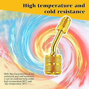 Hawyet 1 PC Car Mini Split System AC HVAC Refrigeration Service R410 Brass Converter, 5/16" SAE Female Quick Couplers to 1/4" SAE Male Flare Adapter with Thimble, Universal for Most Cars (Gold)