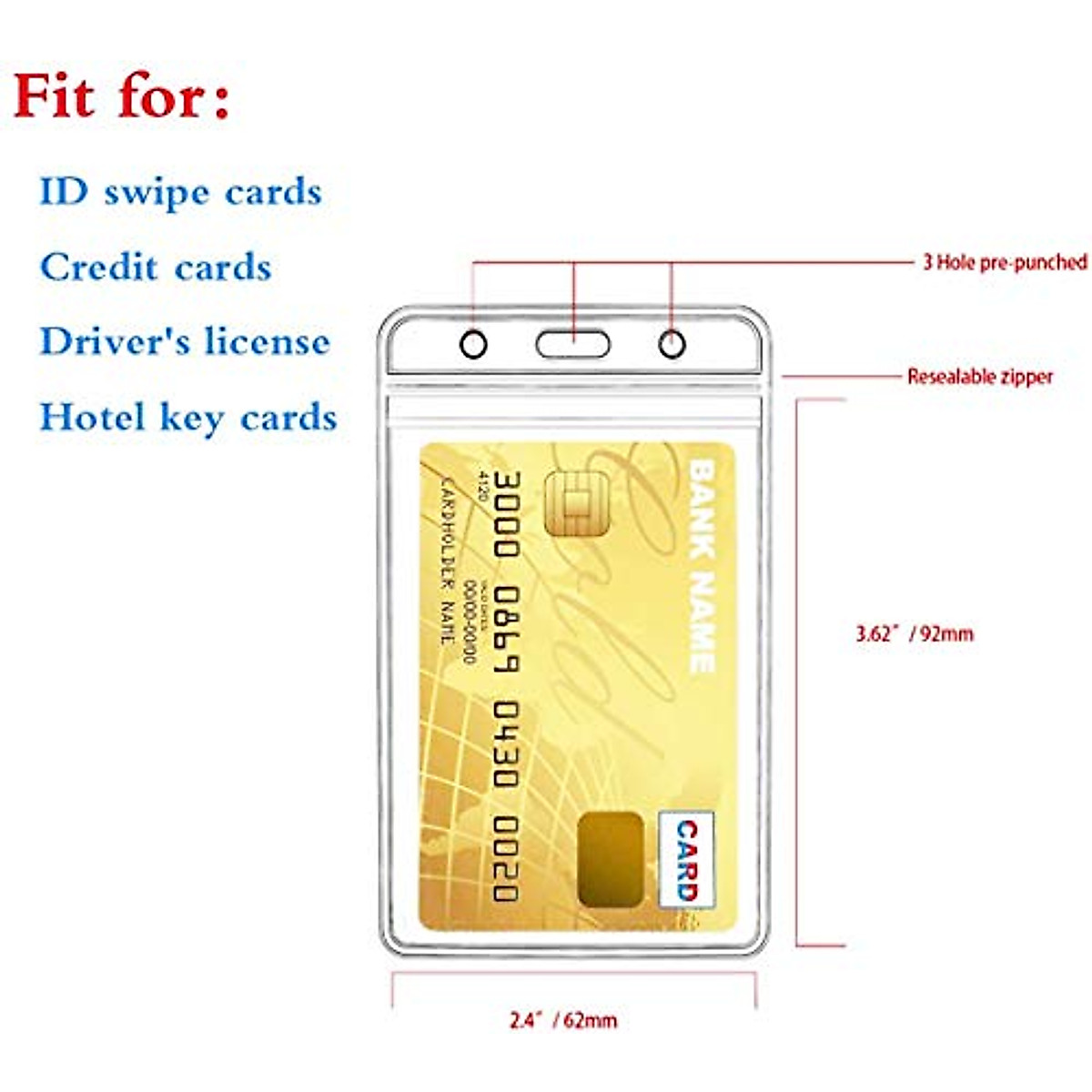 KINGSUM 3 Pack Lanyard with ID Holder Sets - Flat ID Lanyard with Retractable Badge Reel & Heavy Duty Clear Vertical ID Card Name Badge Holder (Black,3 Pack)