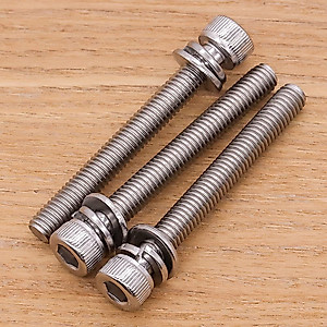 M5 x 40mm 30 PCS Socket Head Cap Screws with Flat Washer and Lock Washers, 304 Stainless Steel 18-8, Bright Finish, Full Thread, DIN912