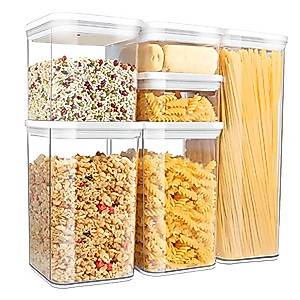 TBMax Airtight Food Storage Containers, Set of 6 BPA-Free AS Plastic Cereal Dispenser for Kitchen Pantry Organization and Storage
