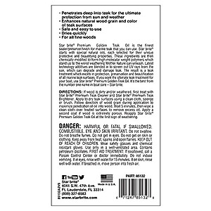 STAR BRITE Premium Golden Teak Oil - Ultimate Sealer, Preserver & Finish for Outdoor Teak & Fine Woods - Ideal for Boats, Furniture, Shower Stools - 32 OZ (085132)