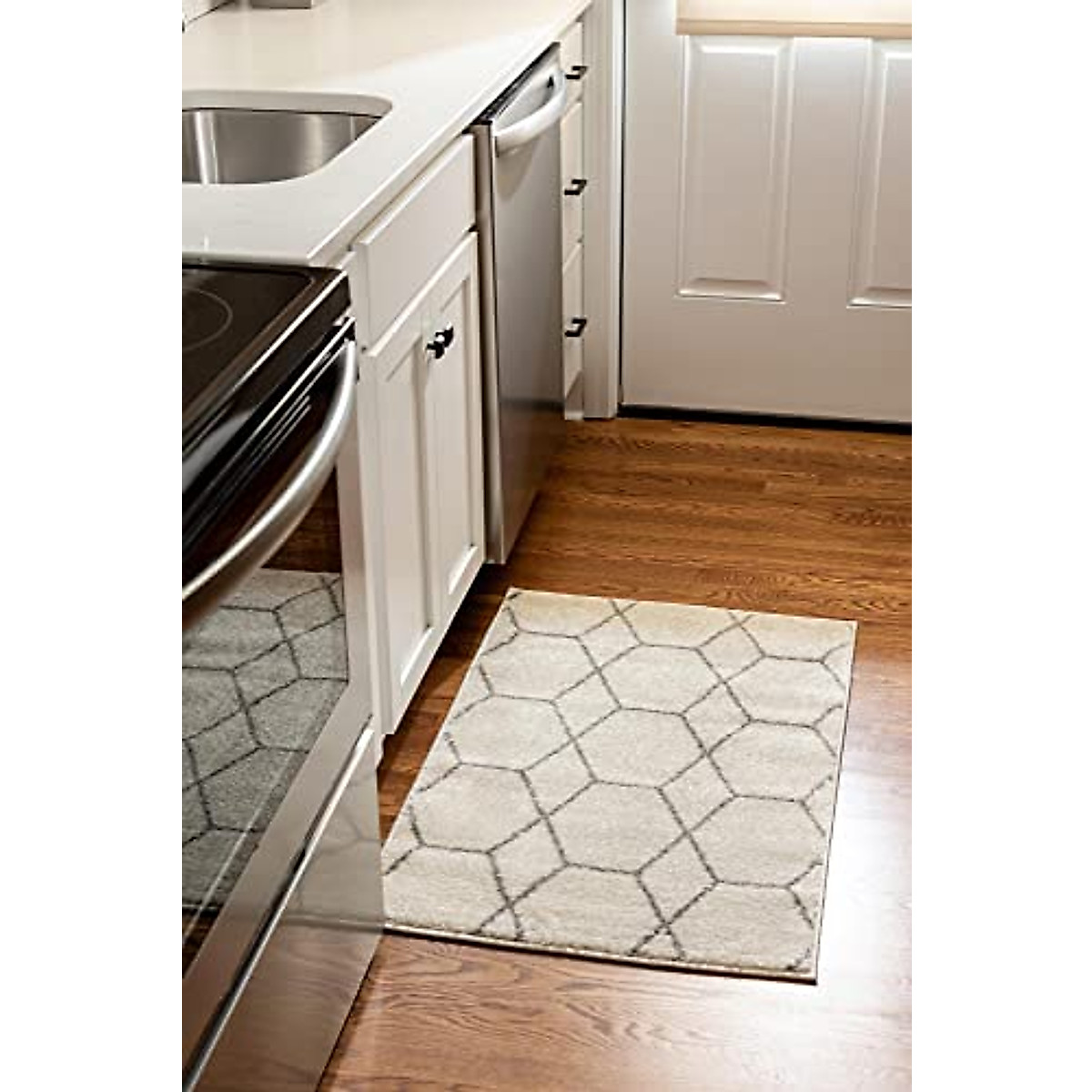 Unique Loom Trellis Frieze Collection Area Rug - Geometric (8' x 10', Ivory/ Gray)