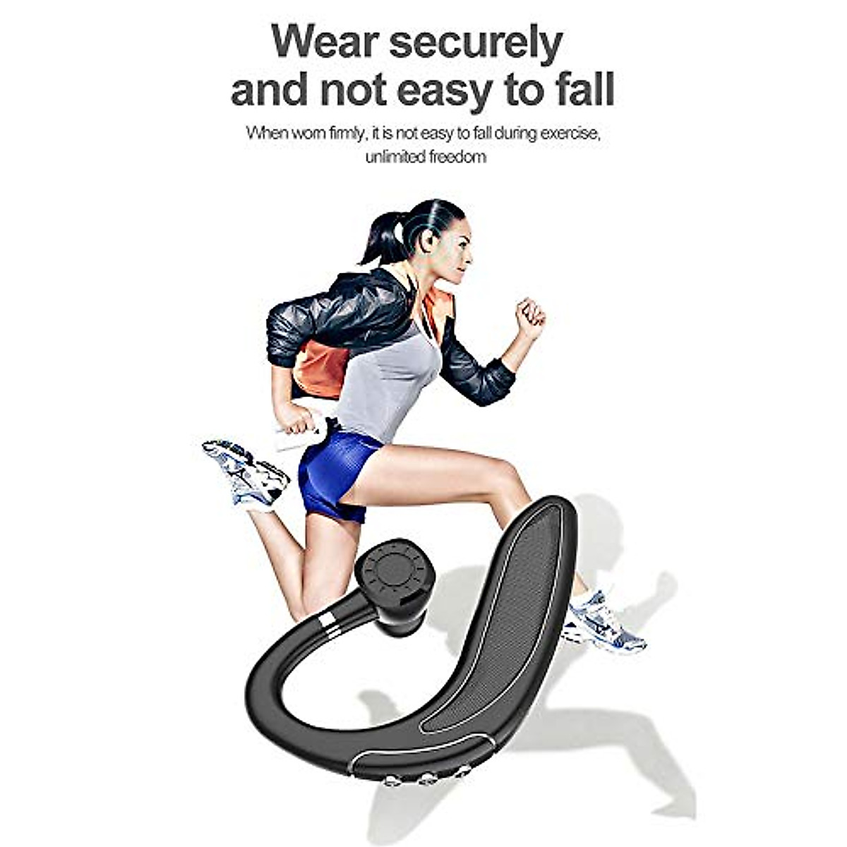 MOHALIKO Wireless Earbuds, Earbuds, Bluetooth 5.0 Headphones, Bluetooth V5 Wireless Hands-Free Unilateral Hanging Ear Headset with Microphone for Work, Home Office Black