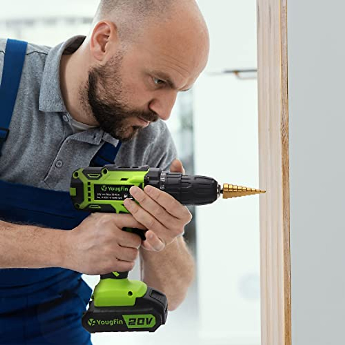 Yougfin Cordless Drill Set, 20V Power Drill Kit with Battery and Charger, 3/8" Keyless Chuck, Variable Speed, 25+1 Torque Setting, 34pcs Accessories Electric Drill Driver