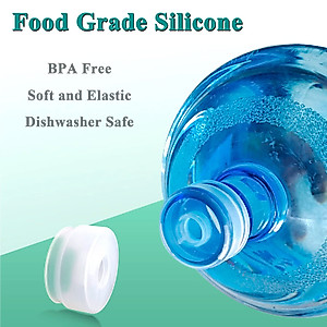 3 & 5 Gallon Water Jug Cap Reusable Silicone Replacement Cap Lids, Non Spill 55mm Water Bottle Caps for Snap Top Bottle and Water Dispenser Plastic Bottles (Pack of 2)