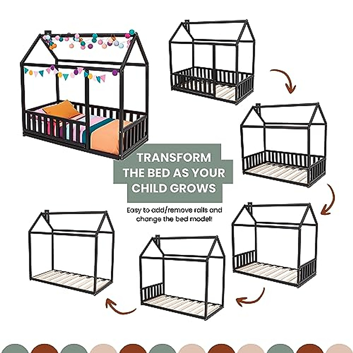 Floor bed for toddler, Montessori house bed, FULL size house bed frame, huse shaped bed frame, toddler floor bed