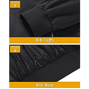 TACVASEN Mens Black Jacket Lightweight Men's Bomber Jackets Lightweight Windbreaker Spring Fall Men's Casual Jacket Outdoor Windbreaker Men's Jacket