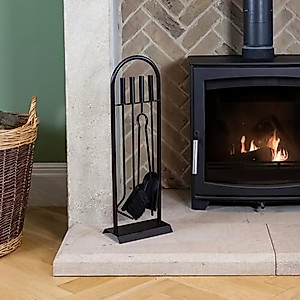 JVL 11-324 Lambeth Contemporary Fireside Companion Arch Tool Set, Steel, Black, 23 x 14 x 66 cm, 4 Pieces …