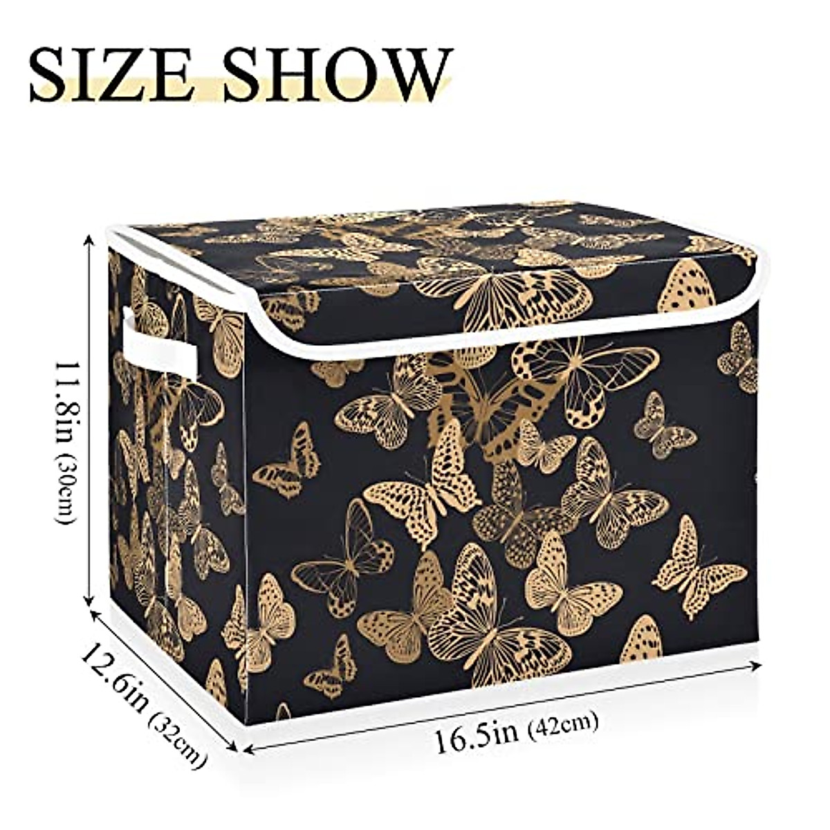 innewgogo Butterflies Storage Bins with Lids for Organizing Cube Cubby with Handles Oxford Cloth Storage Cube Box for Study Room