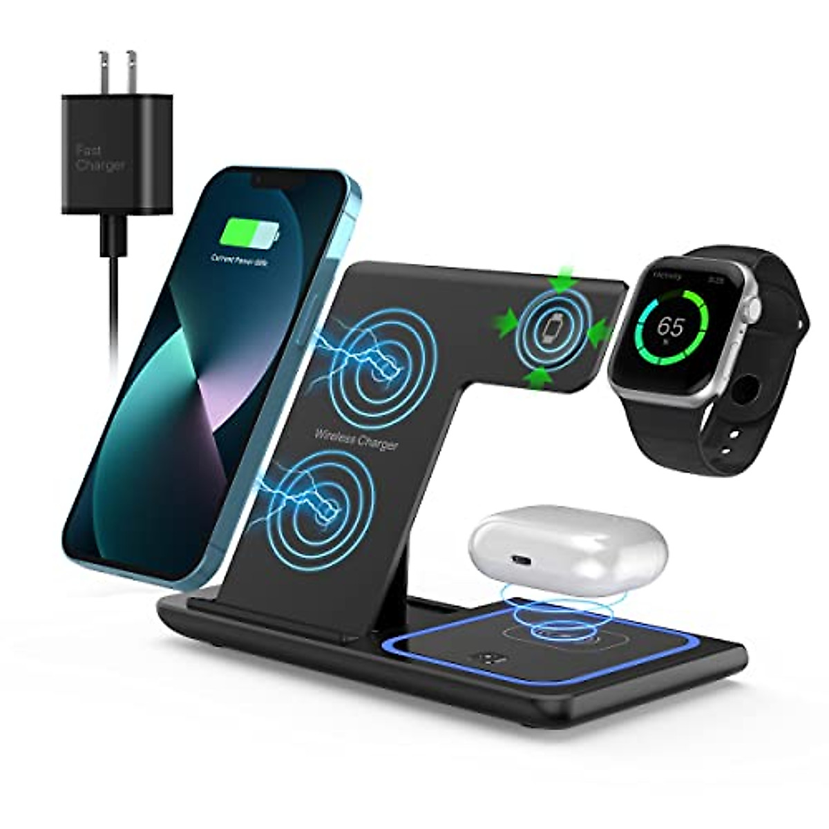 Wireless Charger,ANYLINCON 3 in 1 Wireless Charger Station for Apple iPhone/iWatch/Airpods,iPhone 14,13,12,11 (Pro, Pro Max)/XS/XR/XS/X/8(Plus),iWatch 7/6/SE/5/4/3/2,AirPods 3/2/pro