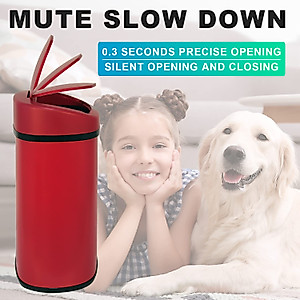 HCY Kitchen Trash Can 13 Gallon Automatic Metal Garbage Can Stainless Steel Waste Bin with Lid Smart for Kitchen,Office,Living Room,Bathroom(Red), 16 inches(L)x11 inches(W)x25 inches(H)