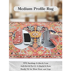 Lahome Bohemian Floral Medallion Round Rug - 4Ft Hot Pink Soft Round Area Rug Bedroom Kitchen Mat, Turkish Washable Indoor Floor Accent Bathroom Carpet for Nursery Living Room Home Office Hallway