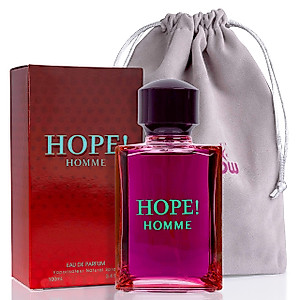 NovoGlow Hope Homme for Men - 100ml Eau De Parfum Spray for Men - Spicy Floral & Intense Fragrance Warm Scent Lasts All Day Long Includes Carrying Pouch Gift for Men for All Occasions
