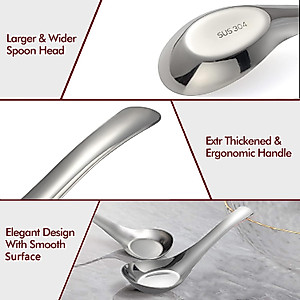 4Pcs Soup Spoons Stainless Steel Spoons Chinese Soup Spoons Mirror Polished Asian Soup Spoons Set of 4 Dinner Spoons for Ramen Pho Wonton Dumpling Noodles Bouillon Dessert Cereal Thai Miso