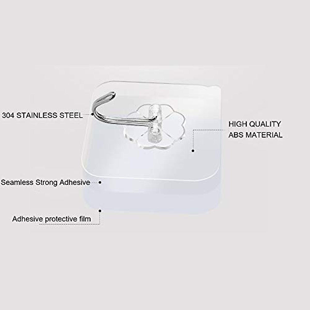 CMANI Wall Hooks 17lb(Max) Transparent Reusable Seamless Hooks,Waterproof and Oilproof,Bathroom Kitchen Heavy Duty Self Adhesive Hooks,8 Pack…