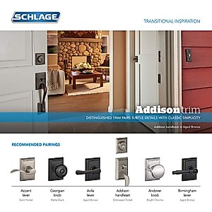Schlage F51A Bowery With Addison Rose Keyed Entry Lock C Keyway with 16211 Latch 10063 Strike Matte Black Finish