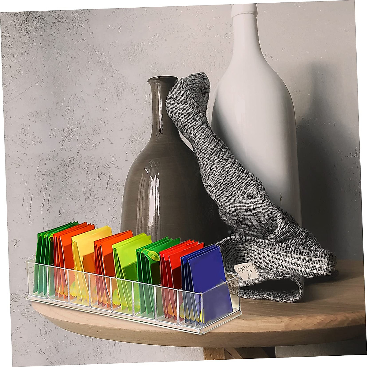 RORPOIR Tea Bag Organizer for Tea Bags Multi-grid Storage Box View Sturdy Plastic Tea Accessory for Household Coffee Organizer