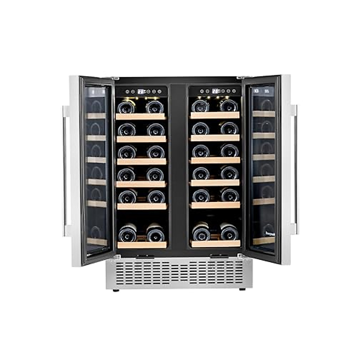 Honeywell 36 Bottle Dual Zone Compressor Wine Cooler Refrigerator, Large Freestanding Wine Cellar For Red, White, Champagne or Sparkling Wine, Digital Temperature Control, Stainless Steel