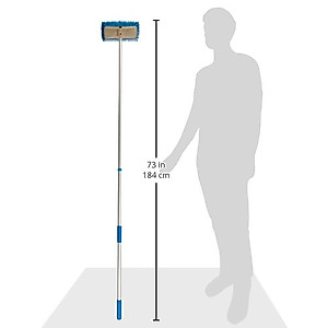 STAR BRITE Deluxe Telescoping Deck Brush Kit - Extendable Aircraft-Grade Aluminum Handle, Medium Multipurpose Bristles, Floats if Dropped, Ergonomic Design, Multi-Surface Cleaning - Blue (040192)