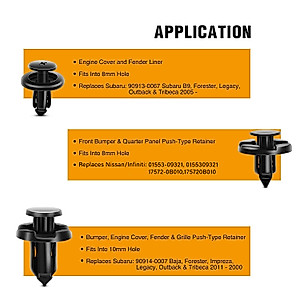 GOOACC 100PCS 7mm 8mm 10mm Compatible with Subaru Push Type Retainer Fasteners Rivets Clips OEM Upgrade for 90914-0007, 90913-0067 & 90914-0051 + Bonus Fastener Remover